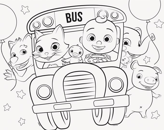 8 Cocomelon Coloring Paper Placemats, Cocomelon Birthday Party, First ...