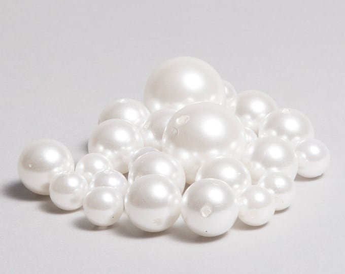 84pc Set: White Beads Assorted Sizes for Jewelery Making, Vase Filler ...