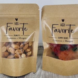 His | Her | Favorite Treat Bags and Personalized Stickers, Wedding ...
