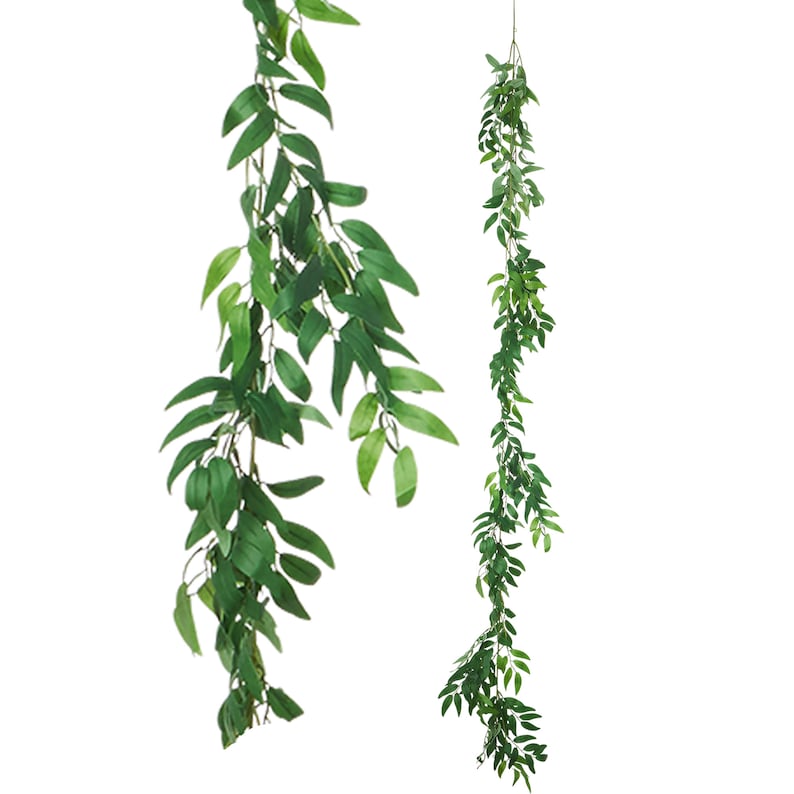 72" Green Artificial Weeping Willow Garland, Leaf Garland, Greenery ...