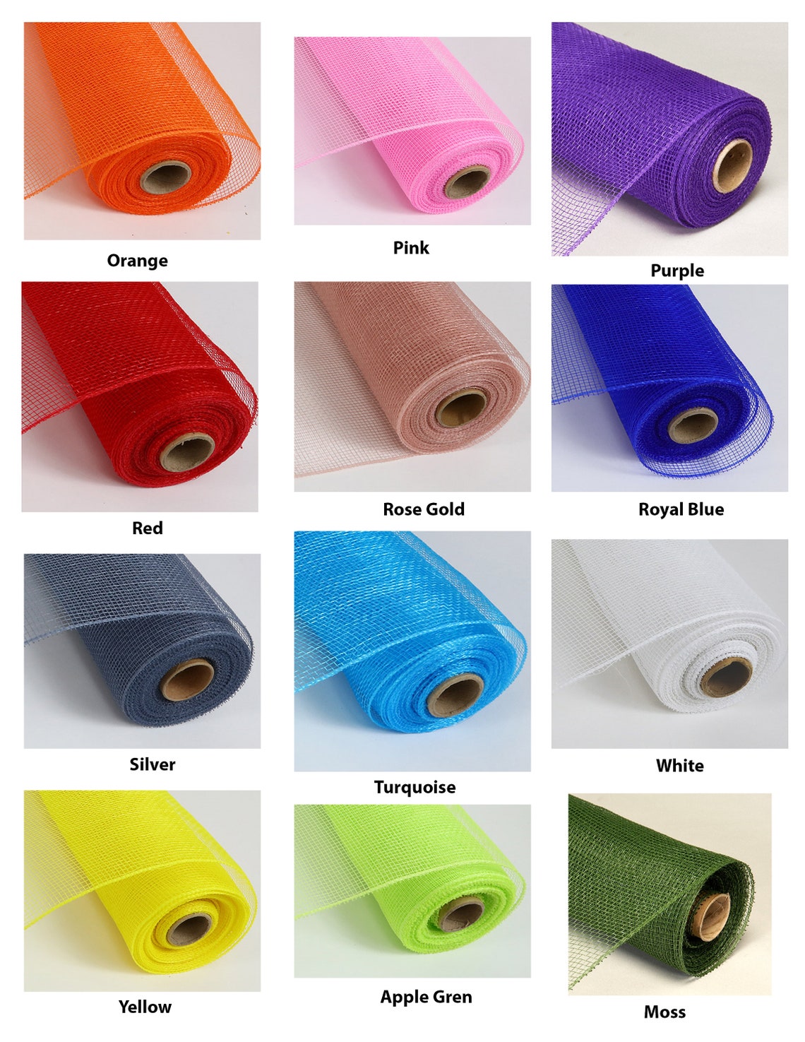 10" Decorative Poly Mesh Roll Solid Color, Wreath Mesh, DIY Wreath ...