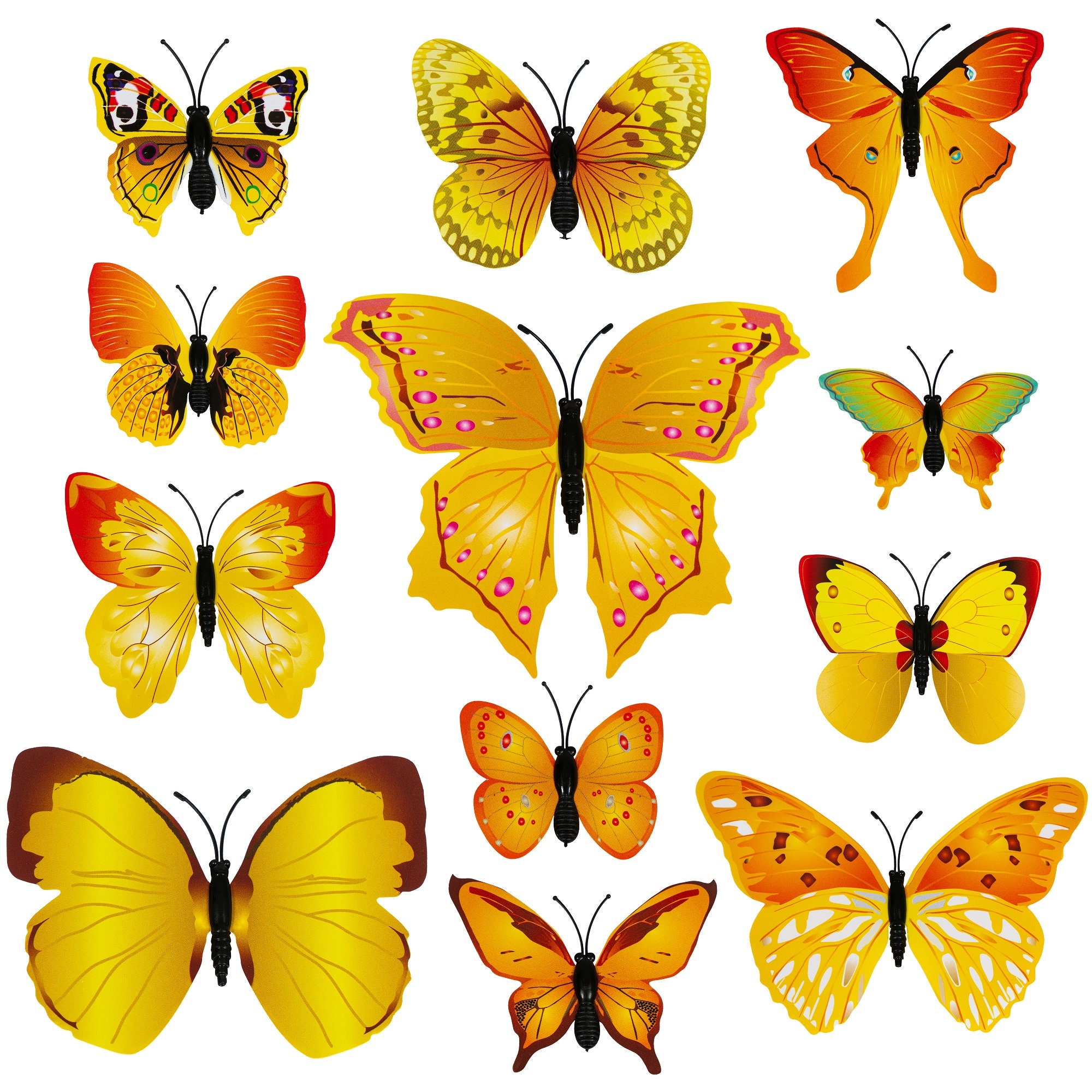 12 Yellow Plastic Craft Butterflies, Craft Butterflies, Butterflies for ...
