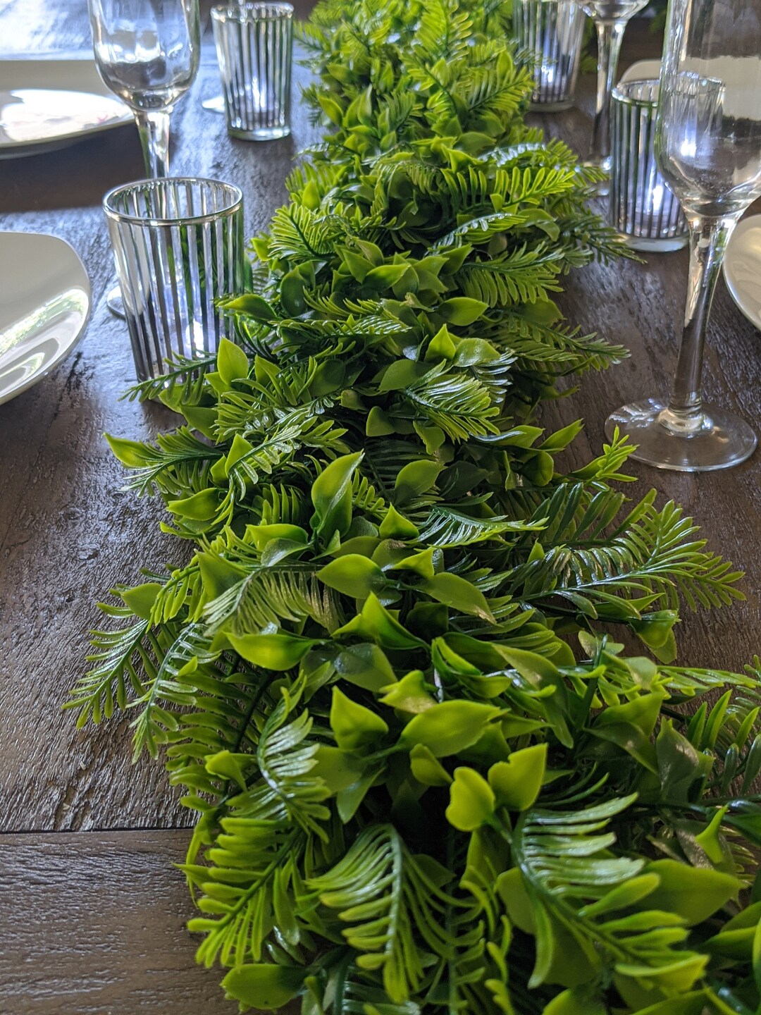 58 Artificial Fern and Gum Tree Garland, Fern Garland, Greenery Table ...