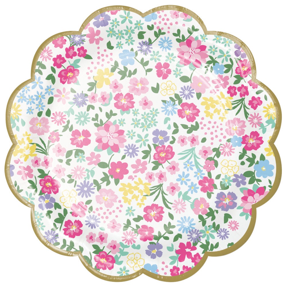 7 Scalloped Floral Tea Party Heavy Duty Paper Plates - Etsy