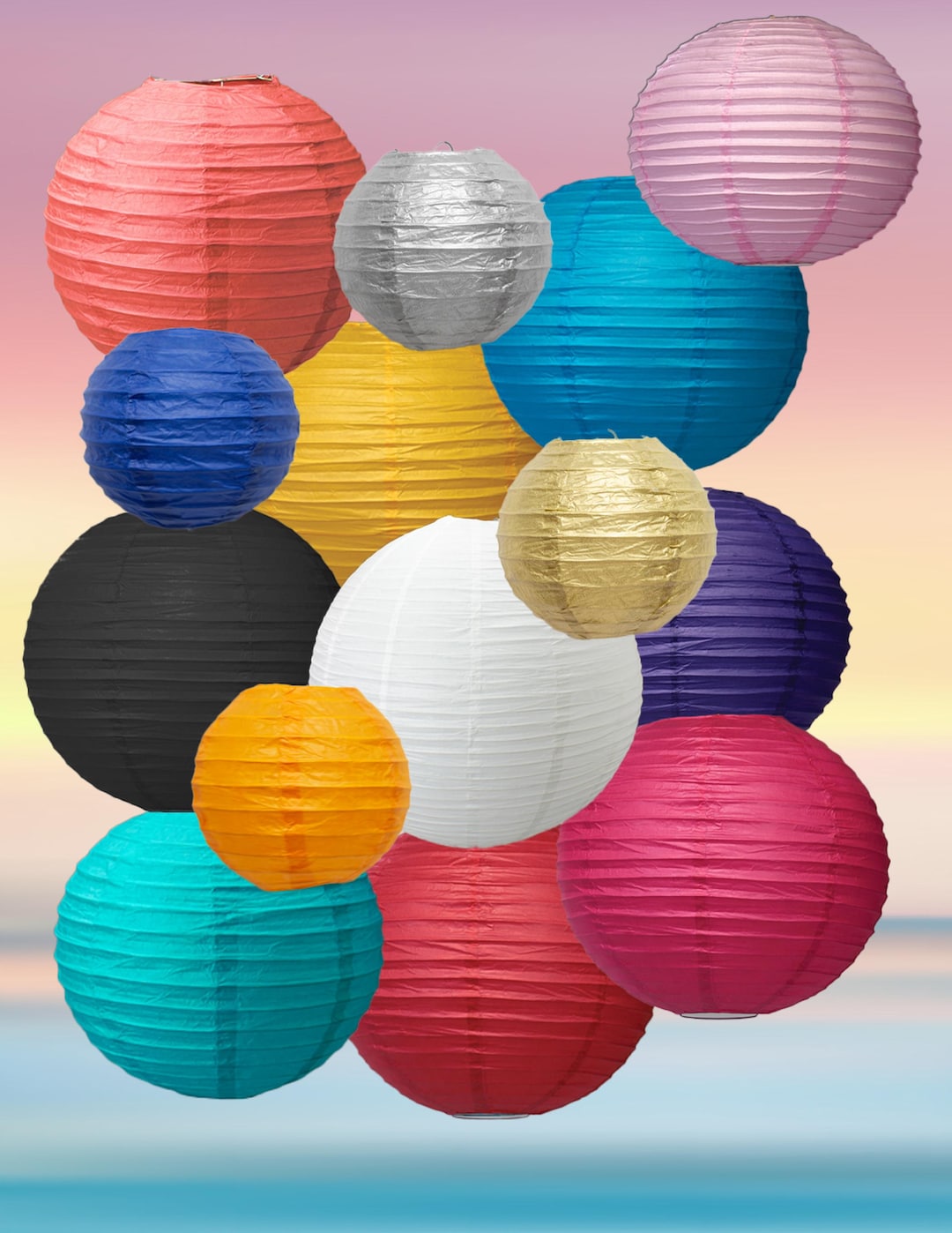 Round Paper Ball Lanterns, Outdoor Decor, Party Decorations, Chinese ...