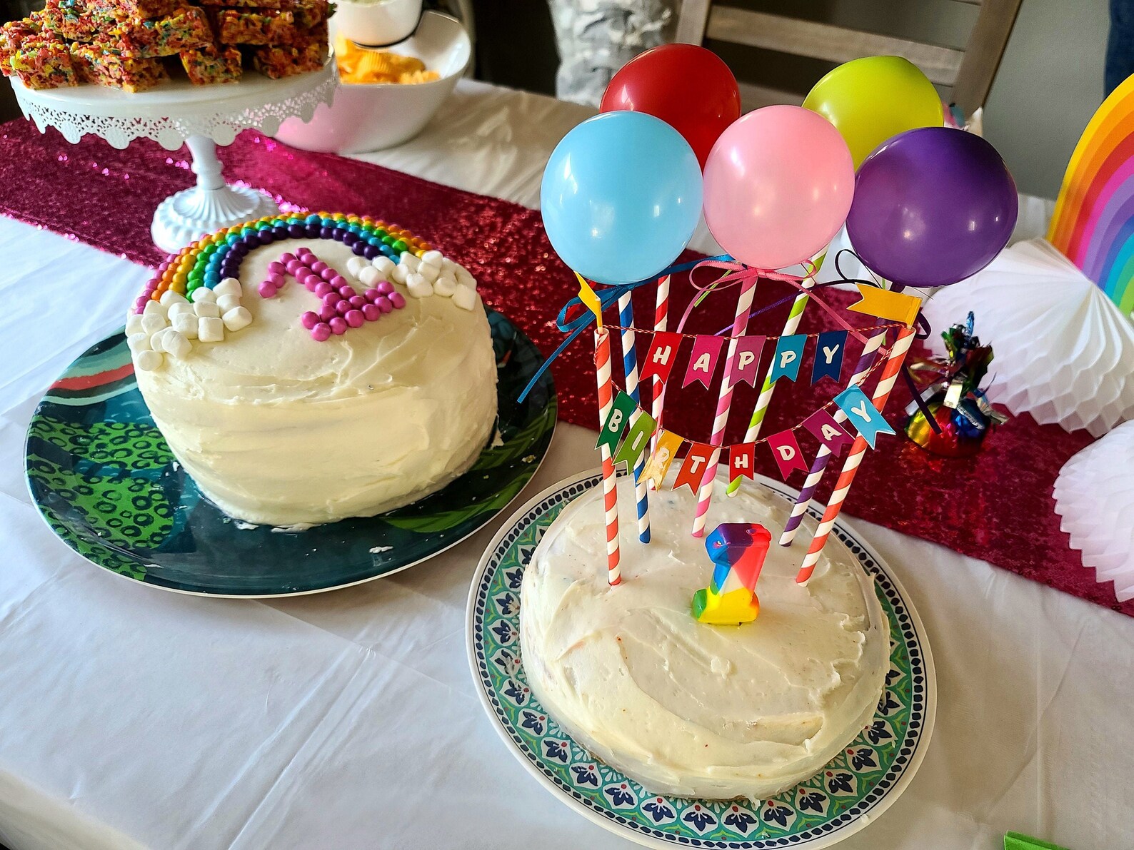 Rainbow Happy Birthday Bunting Cake Topper Birthday Cake - Etsy