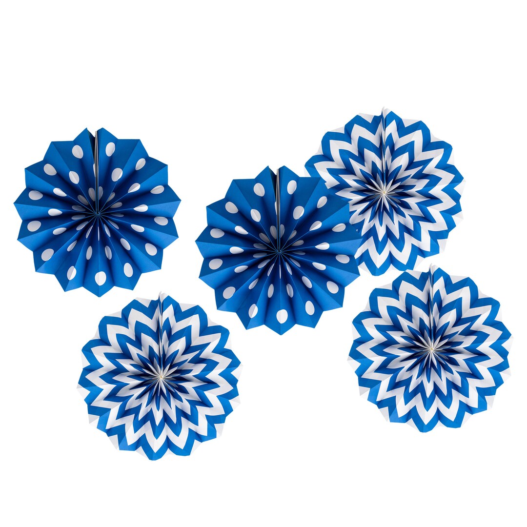 Royal Blue Fan Party Set, Baby Shower Decor, Birthday Party, Paper Fan ...