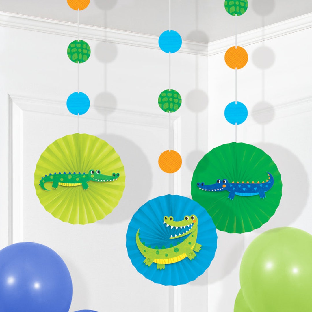 3 Hanging Alligator Decor Cutouts, Alligator Birthday Party, Crocodile ...