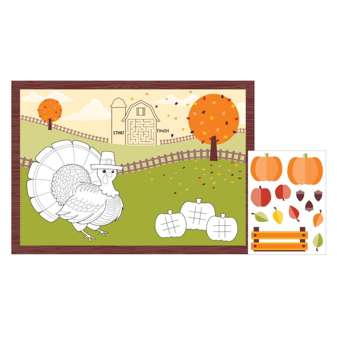 8 Thanksgiving Activity Placemat for Children, Thanksgiving Worksheet ...