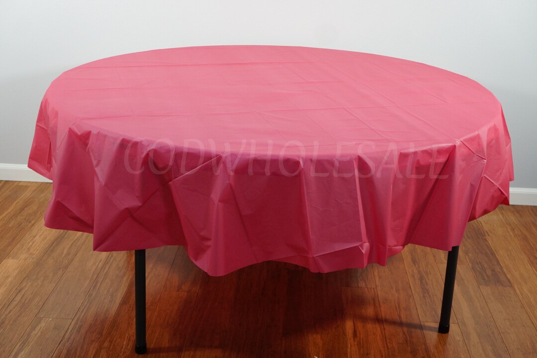 84 Round Burgundy Plastic Tablecloths for Parties Large - Etsy