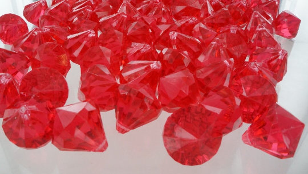 Red Acrylic Plastic Diamonds Pieces, Acrylic Vase Filler, Diamonds ...