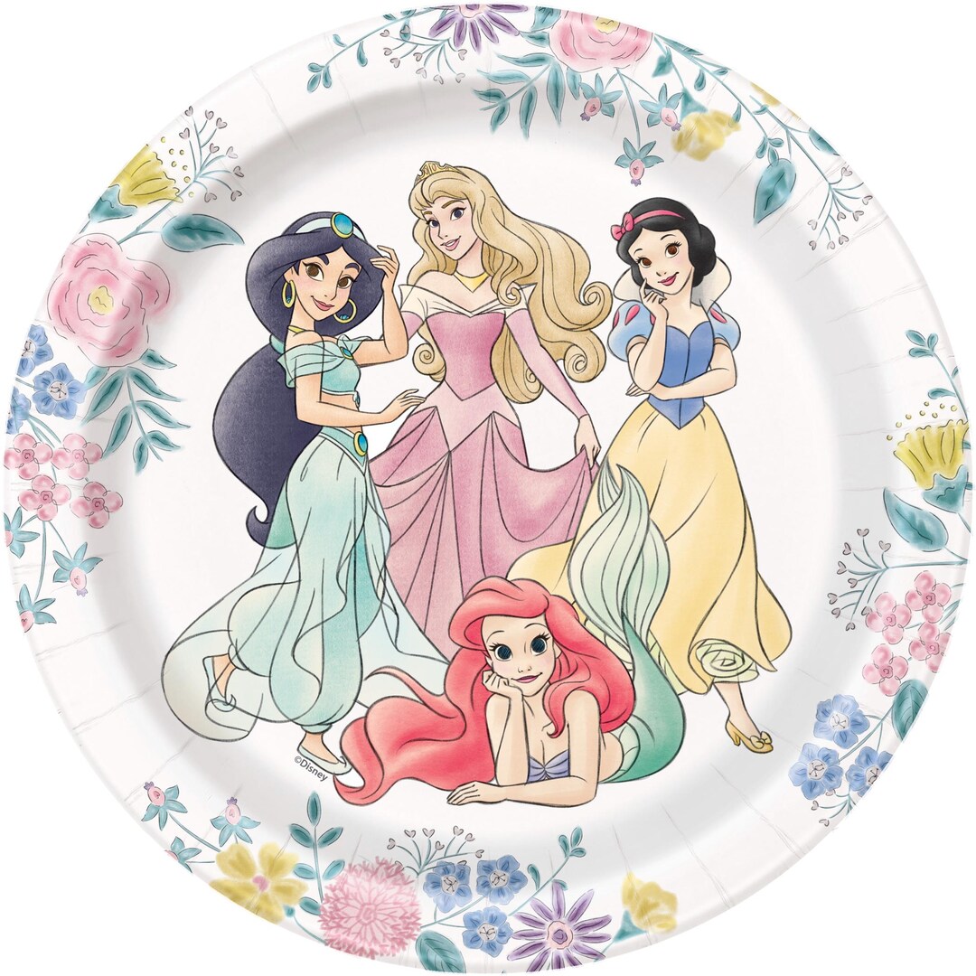 Disney Princess Paper Cake Plates 8ct, Birthday Party Decor, Ariel ...