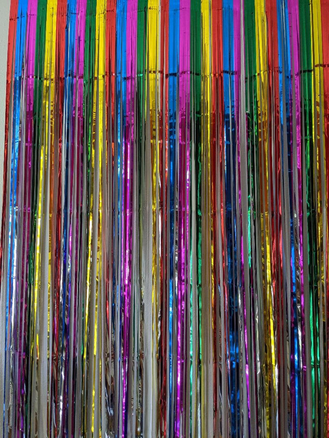 Rainbow Multi Colored Metallic Fringe Curtain Panel. Circus - Etsy