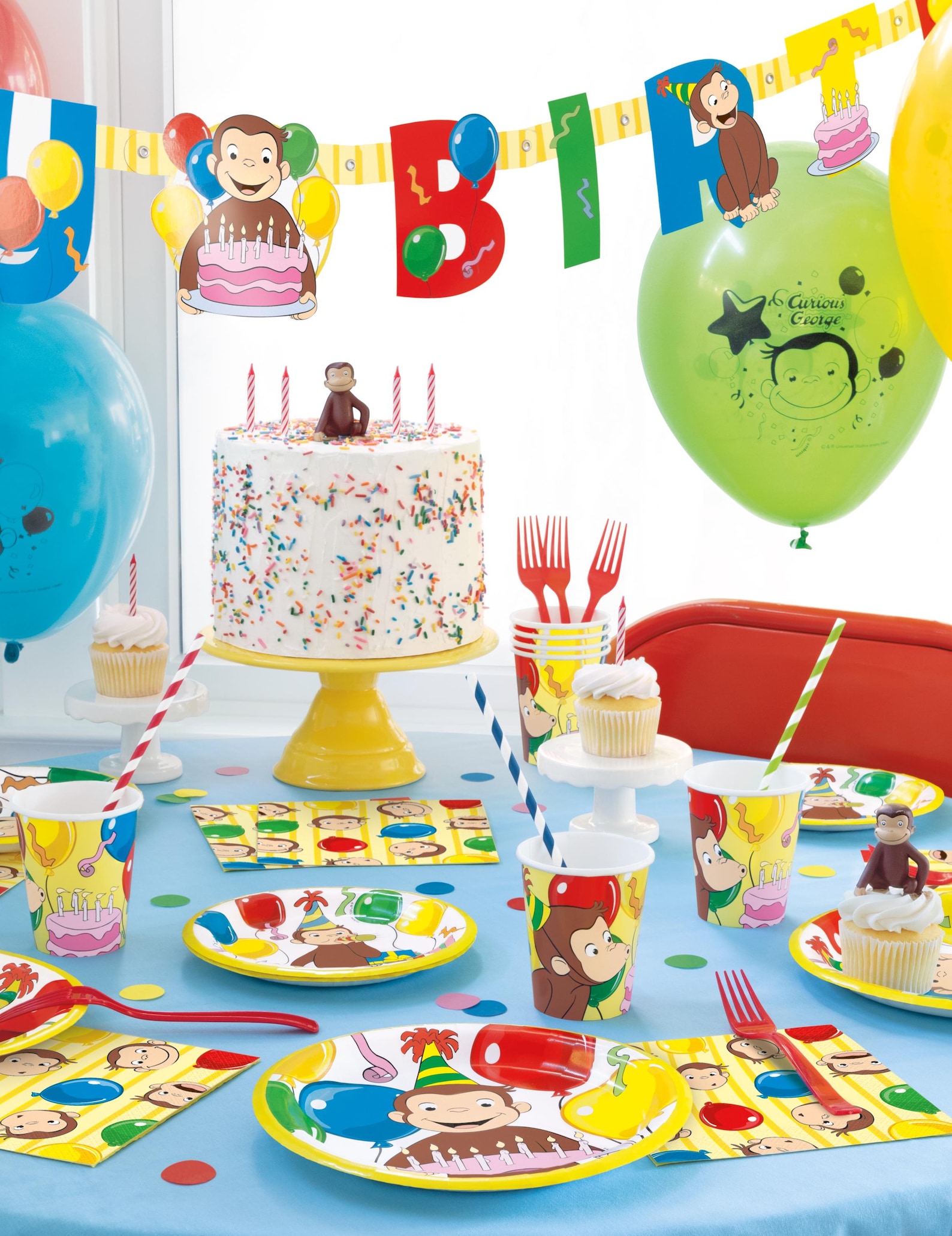 Curious George Birthday Party Dessert Plates 8ct, Monkey Jungle Theme ...