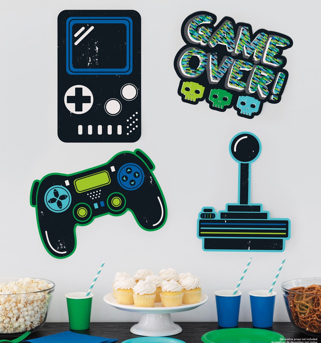 4 Large Gamer Party Wall Decals, Video Game Party, Next Level Party ...