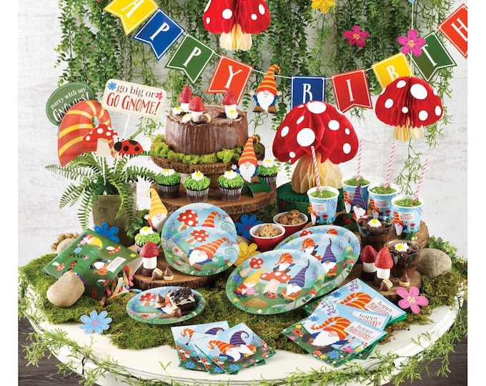 Gnome Party Banners, Party Gnomes Birthday, Birthday Gnome, Garden ...