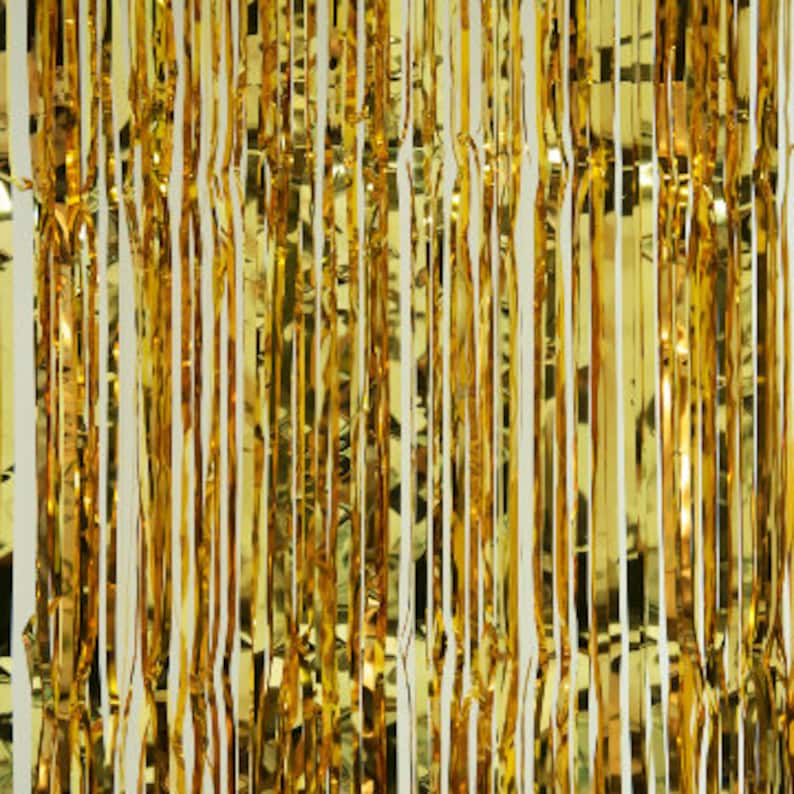 Gold Metallic Fringe Curtain Panel. Birthday Backdrop Sparkle - Etsy