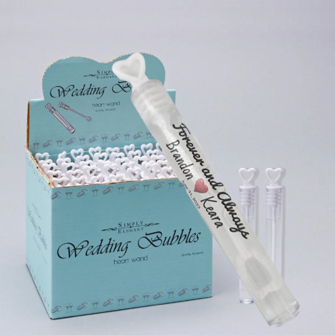 48pc Wedding Bubbles With Heart Stopper and Personalized Label Set ...