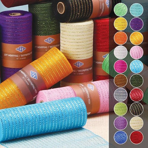 6 Inch X 10 Yards Metallic Deco Poly Mesh Ribbon-u PICK - Etsy