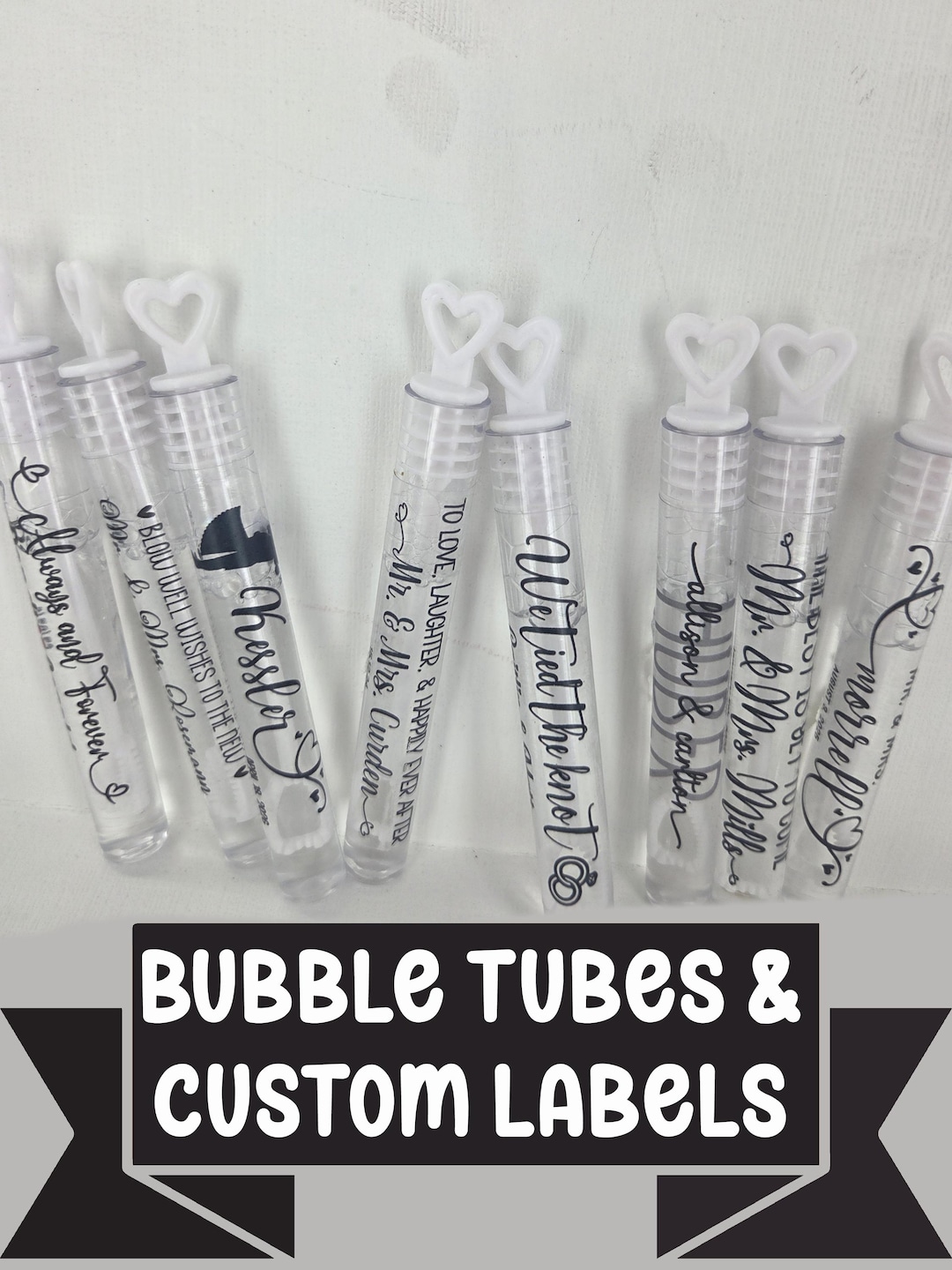 Wedding Bubbles With Heart Stopper, Personalized Labels, 48ct Send-off ...