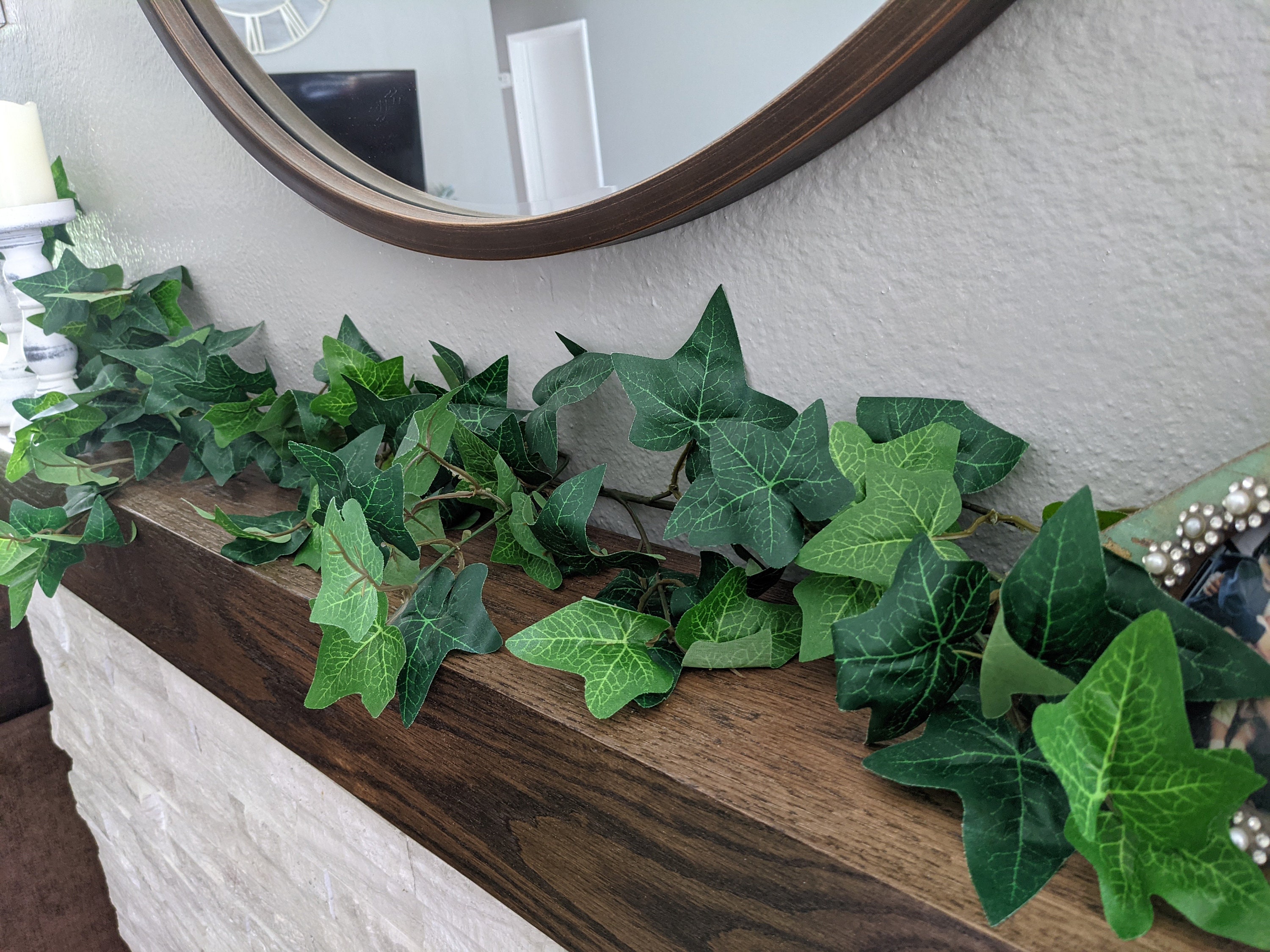 6' Needlepoint Ivy Garland With 190 Leaves, Leaf Garland, Greenery ...