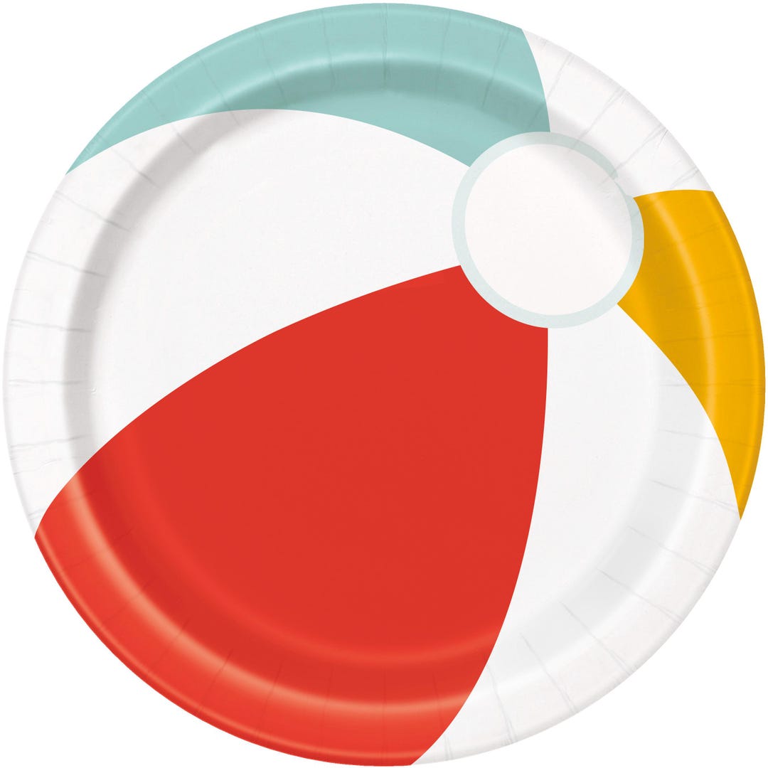Poolside Summer Beach Ball Dinner Plates 8ct, Beach Party, Pool Party ...