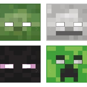 Minecraft Face Mask Party Favors, Minecraft Birthday, Boy Party, Video ...