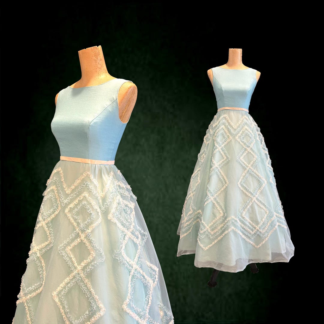 1950's Sleeveless Baby Blue Ball Gown | 32 Inch Bust - Etsy