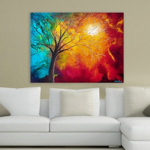 Tree in Sunset Artwork Nature Abstract Art Print Sky - Etsy