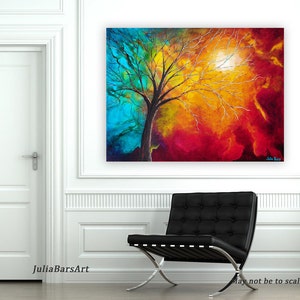 Tree in Sunset Artwork Nature Abstract Art Print Sky - Etsy