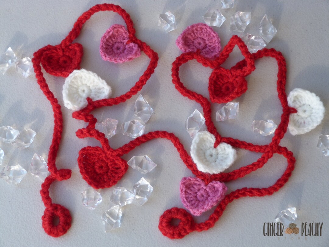 CROCHET PATTERN String of Hearts Garland and Ornaments, Valentines Day ...