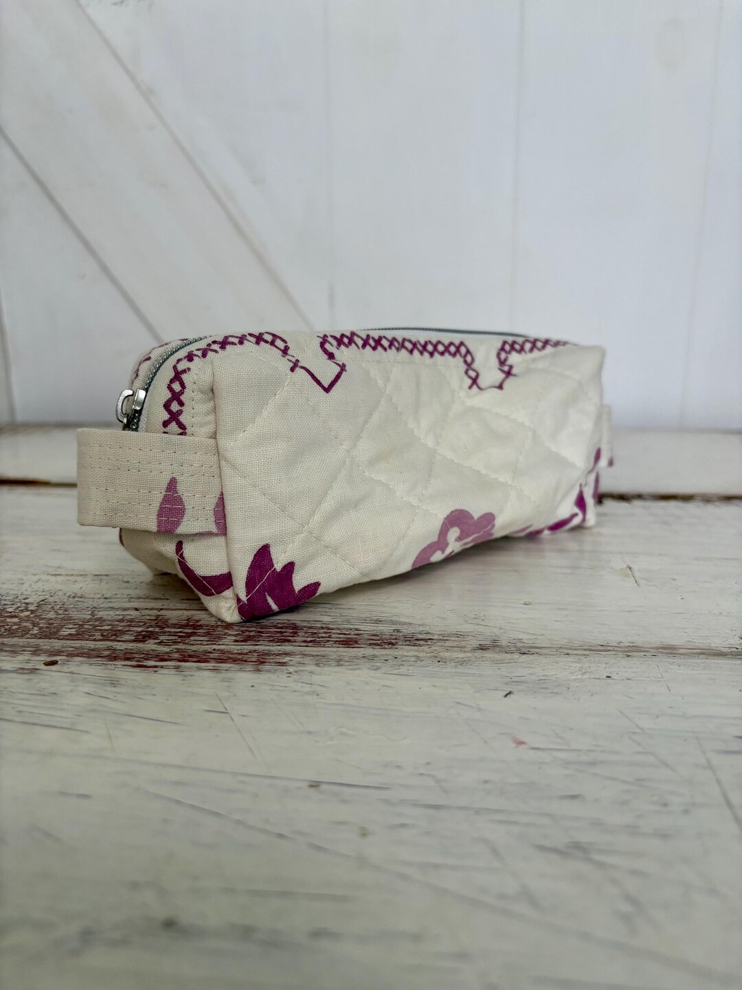Small Upcycled Box Zip Tote | Travel Case | Quilted Zip Bag | Travel ...