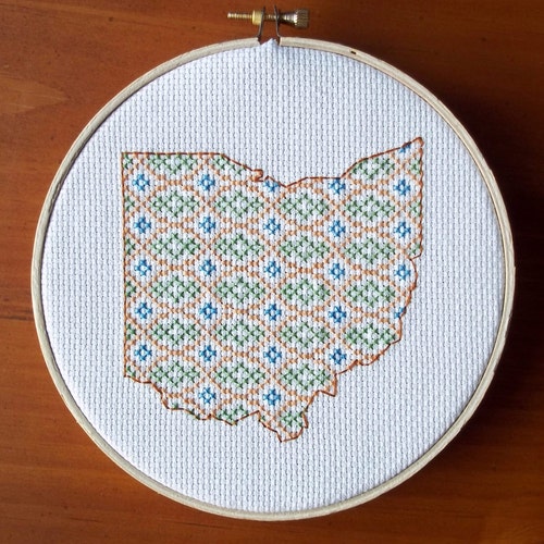 MAINE Map Cross Stitch Pattern. Maine Art Pattern With | Etsy