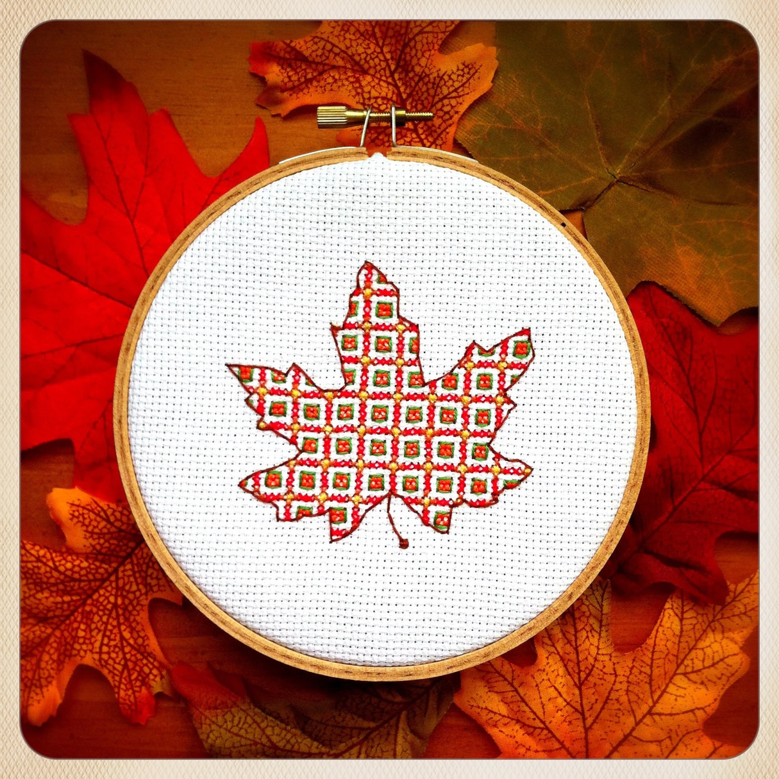 Autumn Maple Leaf Cross Stitch Pattern, Digital Download PDF - Etsy