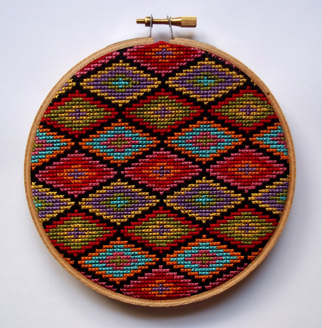 Turkish Rug Cross Stitch Pattern, Diamond Motif, Digital Download PDF ...