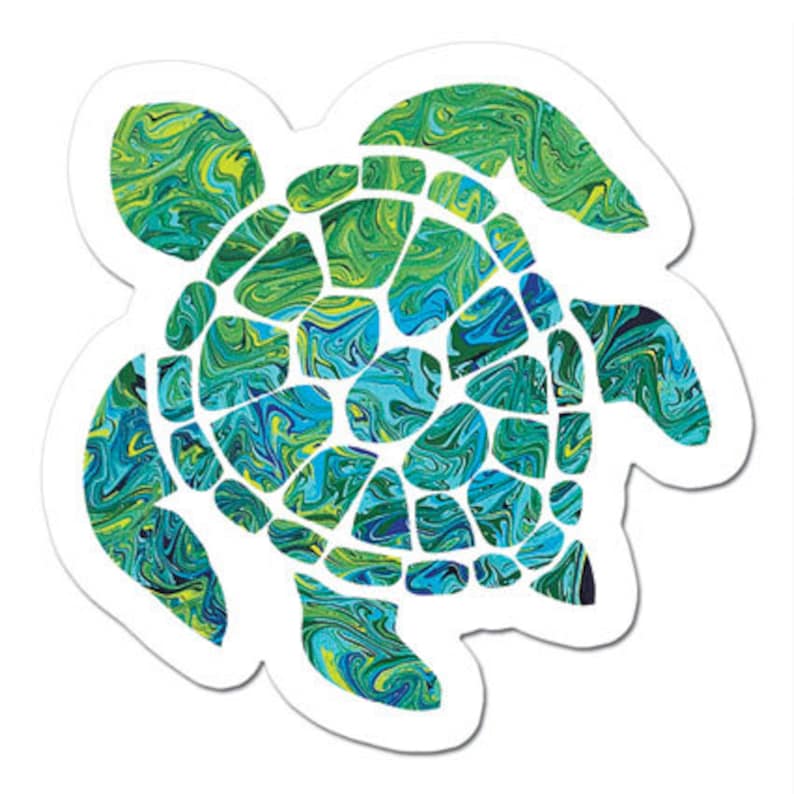 The Mini Sea Turtle Art Sticker - Etsy