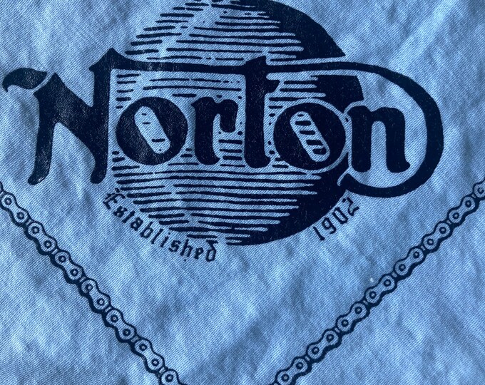 Vintage Norton Motorcycle Bandana in Baby Blue 20” Square the Chain ...
