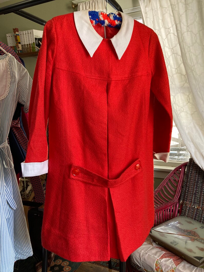 1960s Red Mod Dress With Collar & Cuffs, Size 8 - Etsy