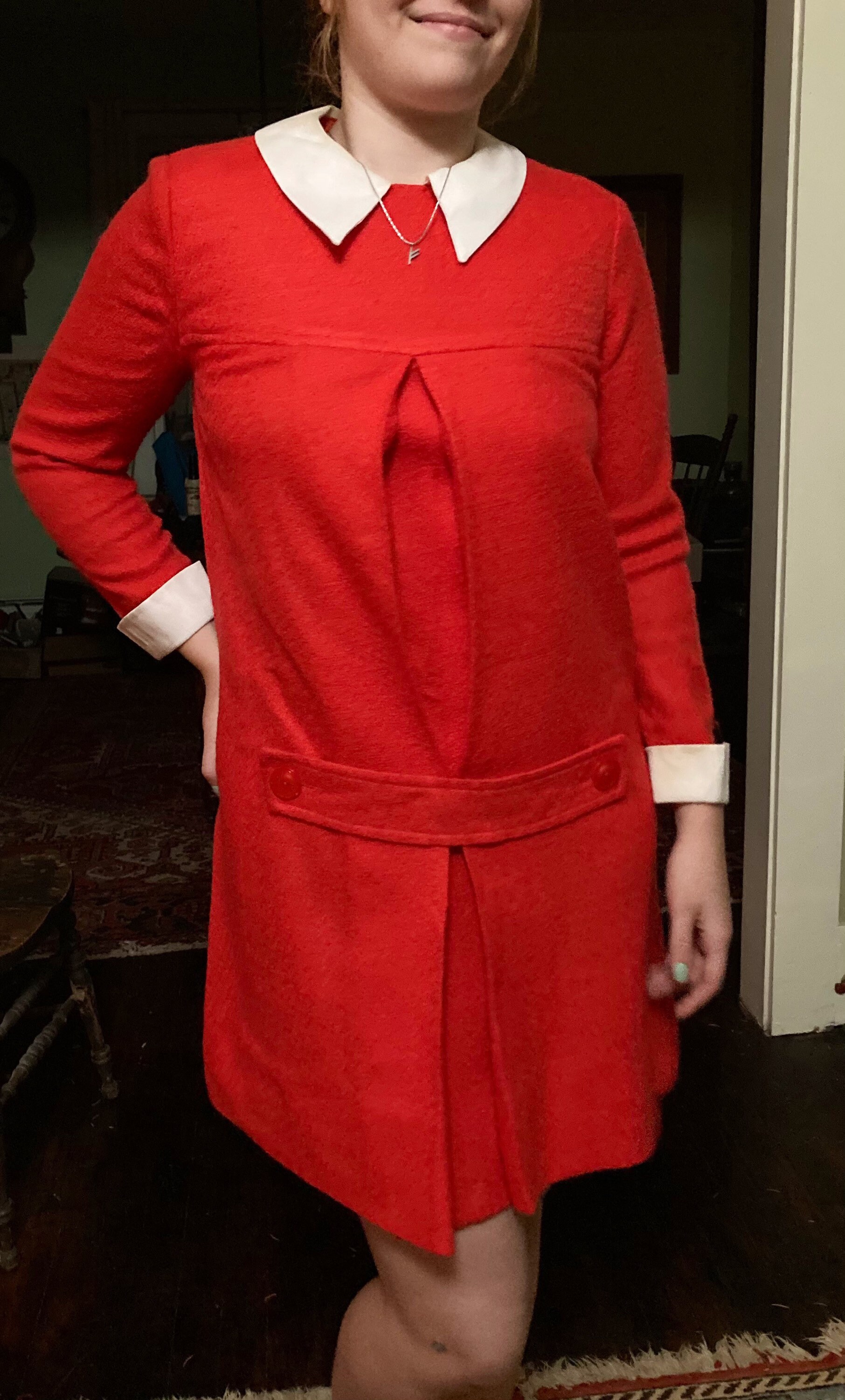 1960s Red Mod Dress With Collar & Cuffs, Size 8 - Etsy