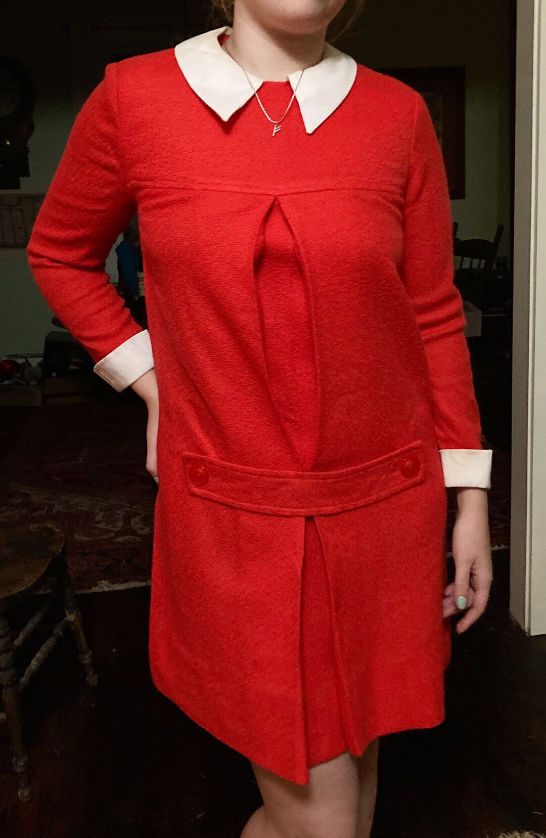 1960s Red Mod Dress With Collar & Cuffs, Size 8 - Etsy