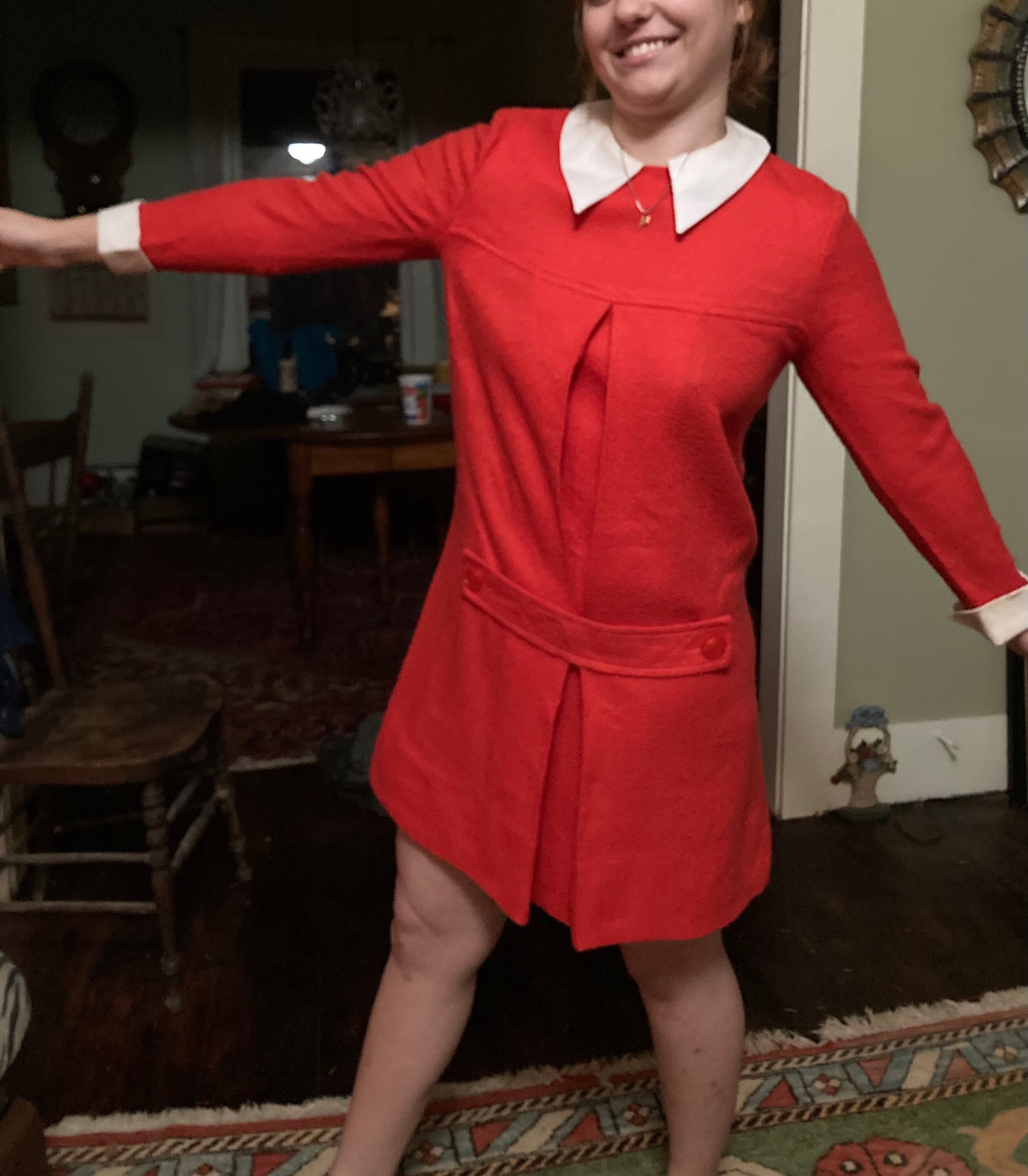 1960s Red Mod Dress With Collar & Cuffs, Size 8 - Etsy