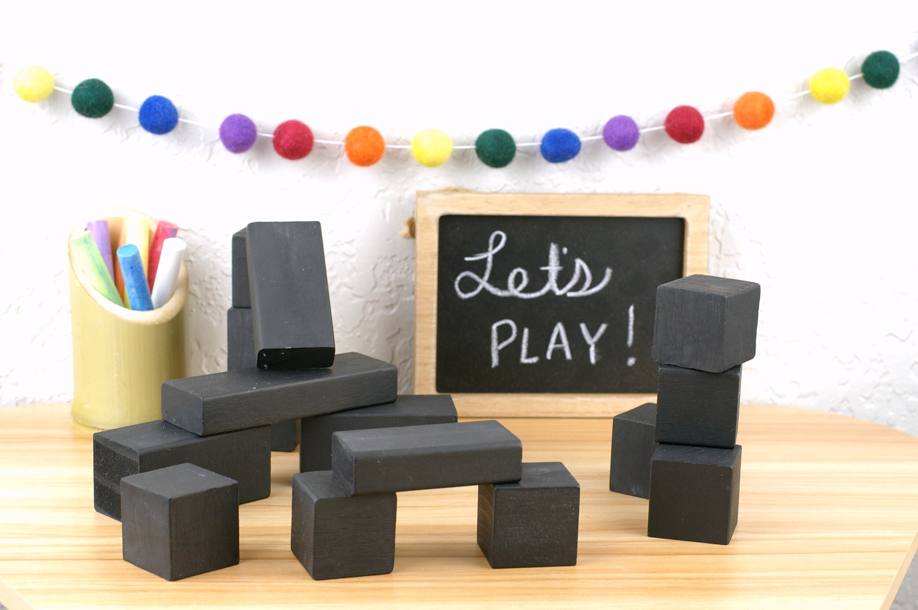 Wooden Chalkboard Building Blocks Montessori Toddler and - Etsy