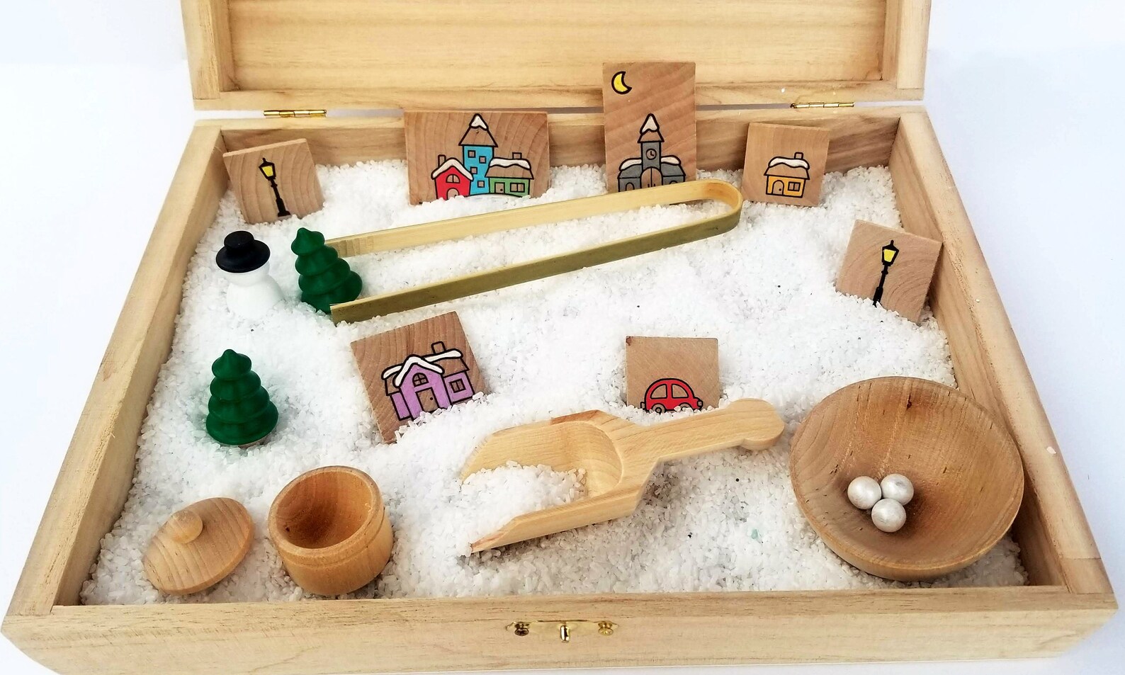 Winter Sensorik-Box Holz Sensorie Bin sensorische Behälter | Etsy