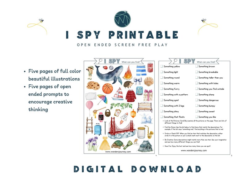 Interactive I Spy Printable for Kids Fun & Educational Digital Download ...