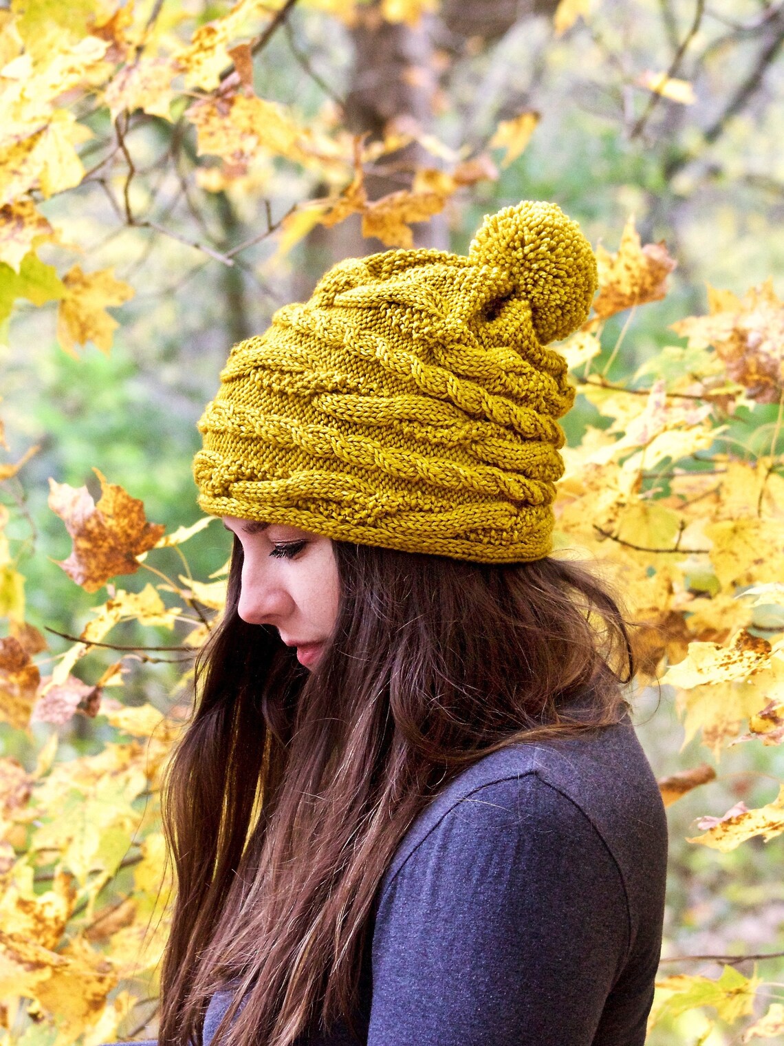 PDF PATTERN Cable Knit Slouchy Beanie Knitting Pattern | Etsy