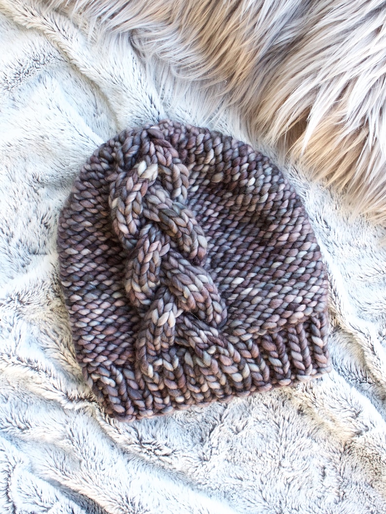 PDF PATTERN Braided Cable Knit Slouchy Beanie Knitting Pattern Super ...