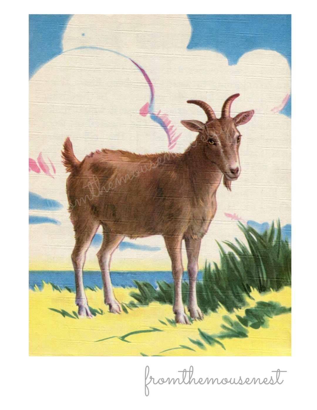 Printable Goat Image-vintage Inspired Digital Collage-framing-nursery ...