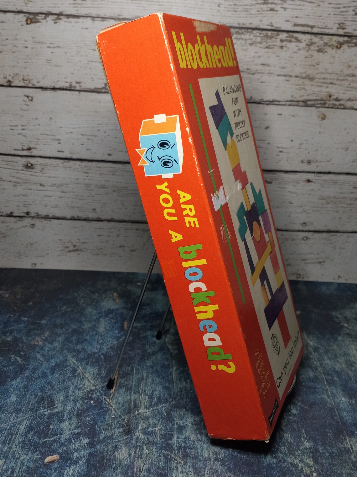 Vintage Saalfield Blockhead Toy-mid Century Play-colored Wood - Etsy