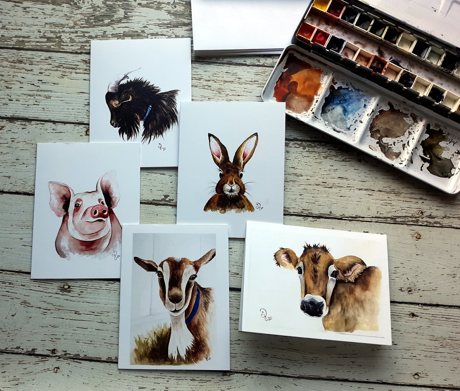 Set of 5 Watercolor Notecards-printed From My Original - Etsy
