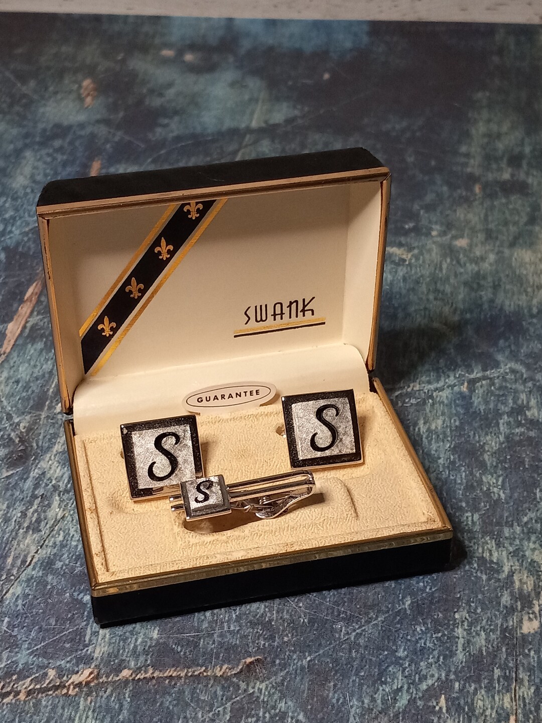 Vintage Swank Cufflink Set With Tie Clasp-s Monogram-in Original Box ...